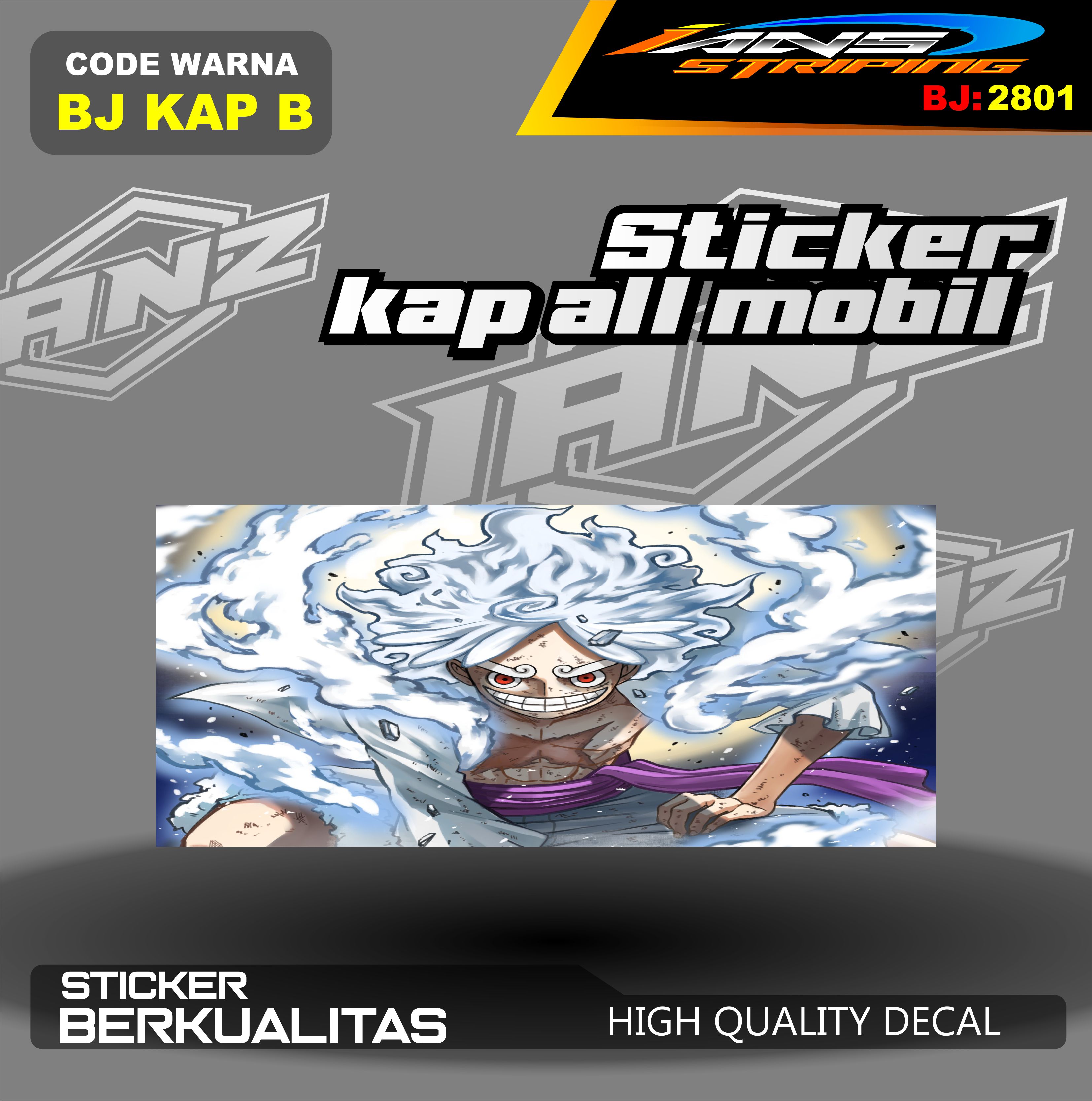 BJ 2801-STICKER DECAL KAP DEPAN MOBIL KARAKTER MONKAY D LUFFY GEAR 5 ...