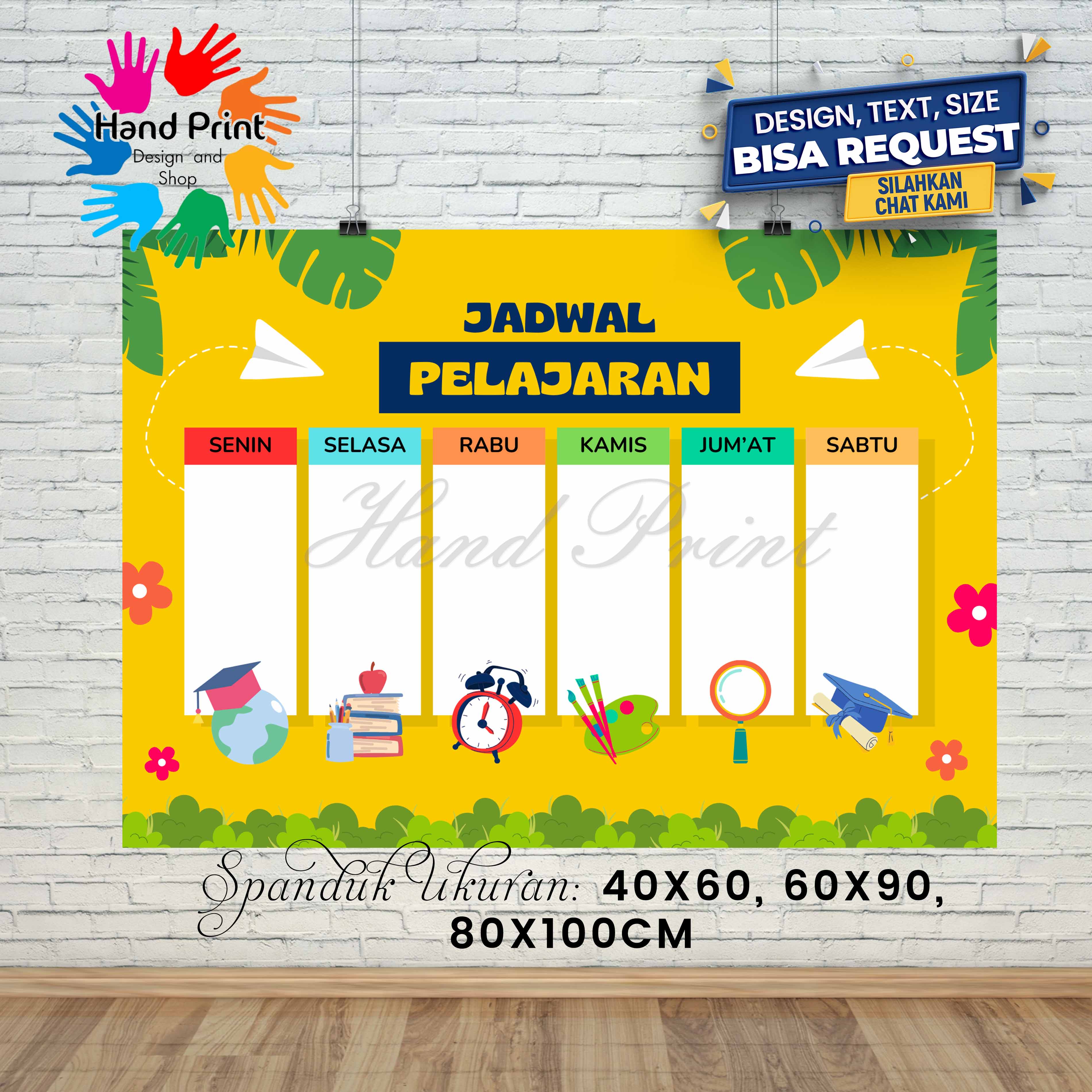Cetak Spanduk Banner MMT Jadwal Pelajaran Kuning 100x80cm Bisa Request ...