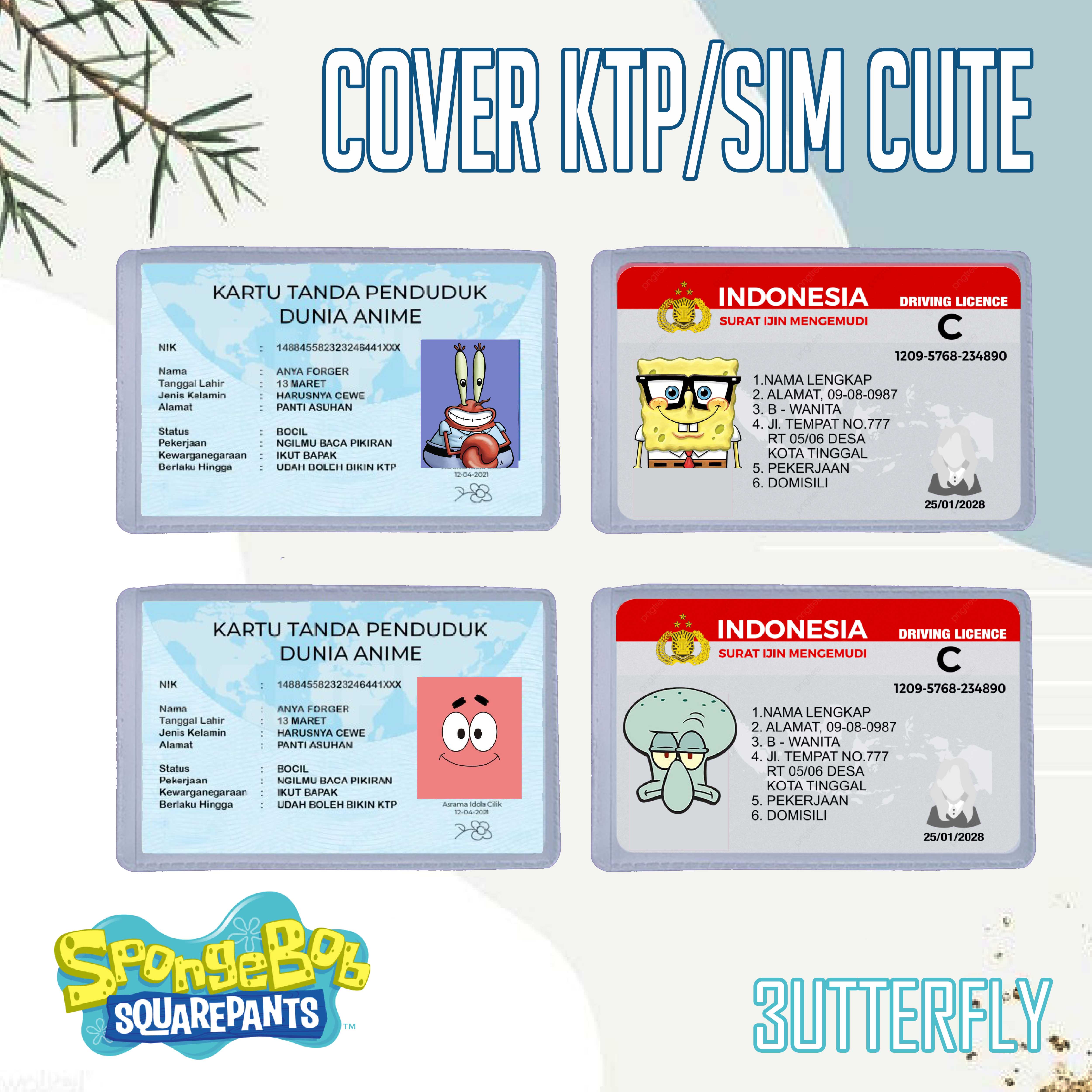 Cover Pelindung Kartu Identitas KTP SIM Karakter Spongebob Squidward ...