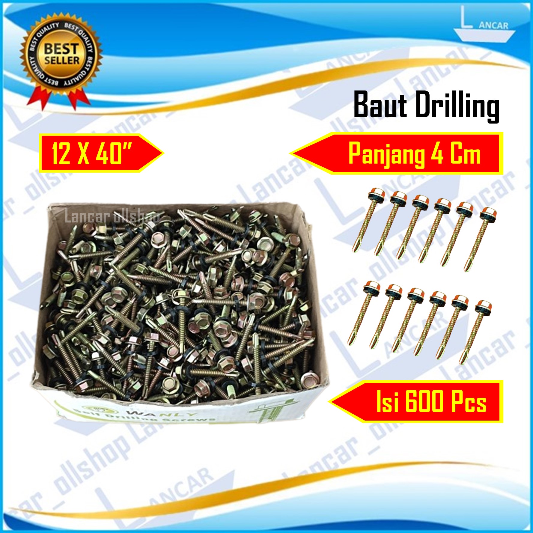 Baut Sekrup Skrup Baja Ringan Roofing Galvalum Drilling Murah 12 x 40 ...