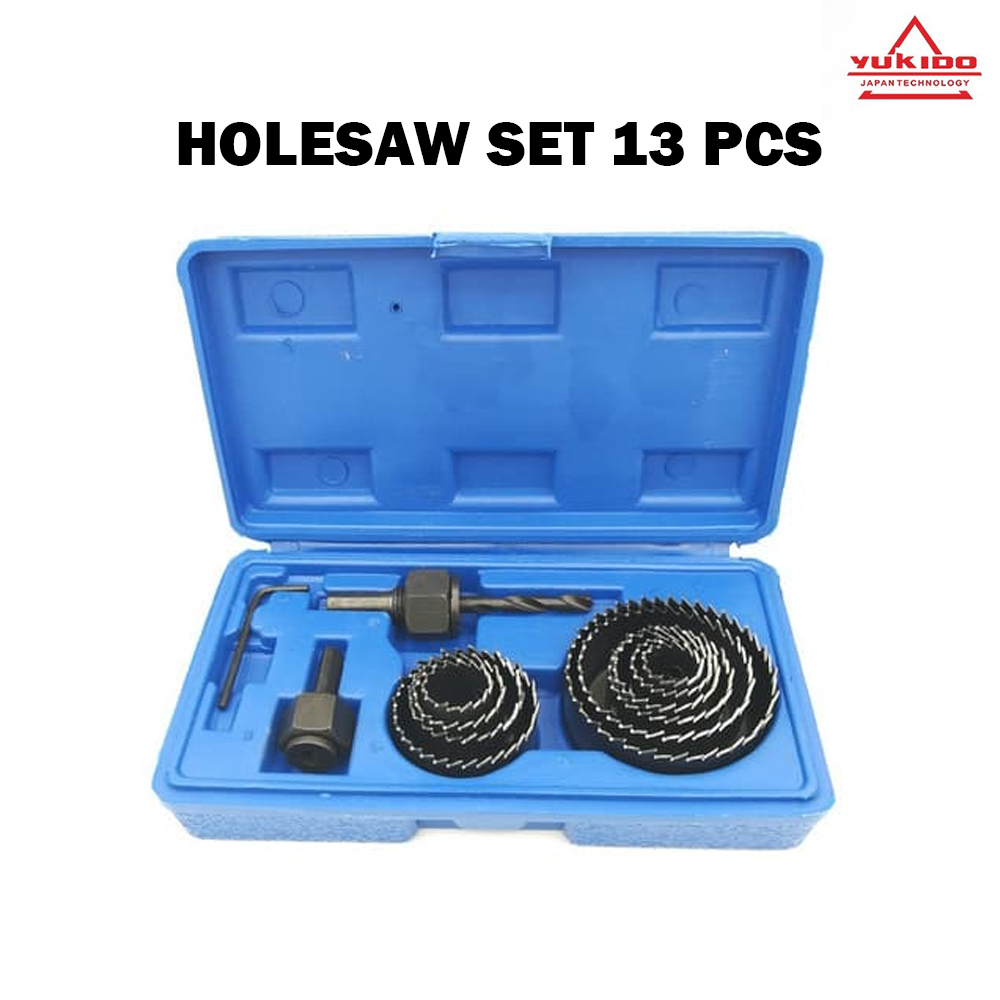 13 Pcs Holesaw Kit Hole Saw Kit Mata Bor Kayu benz hole Pelubang Kayu ...