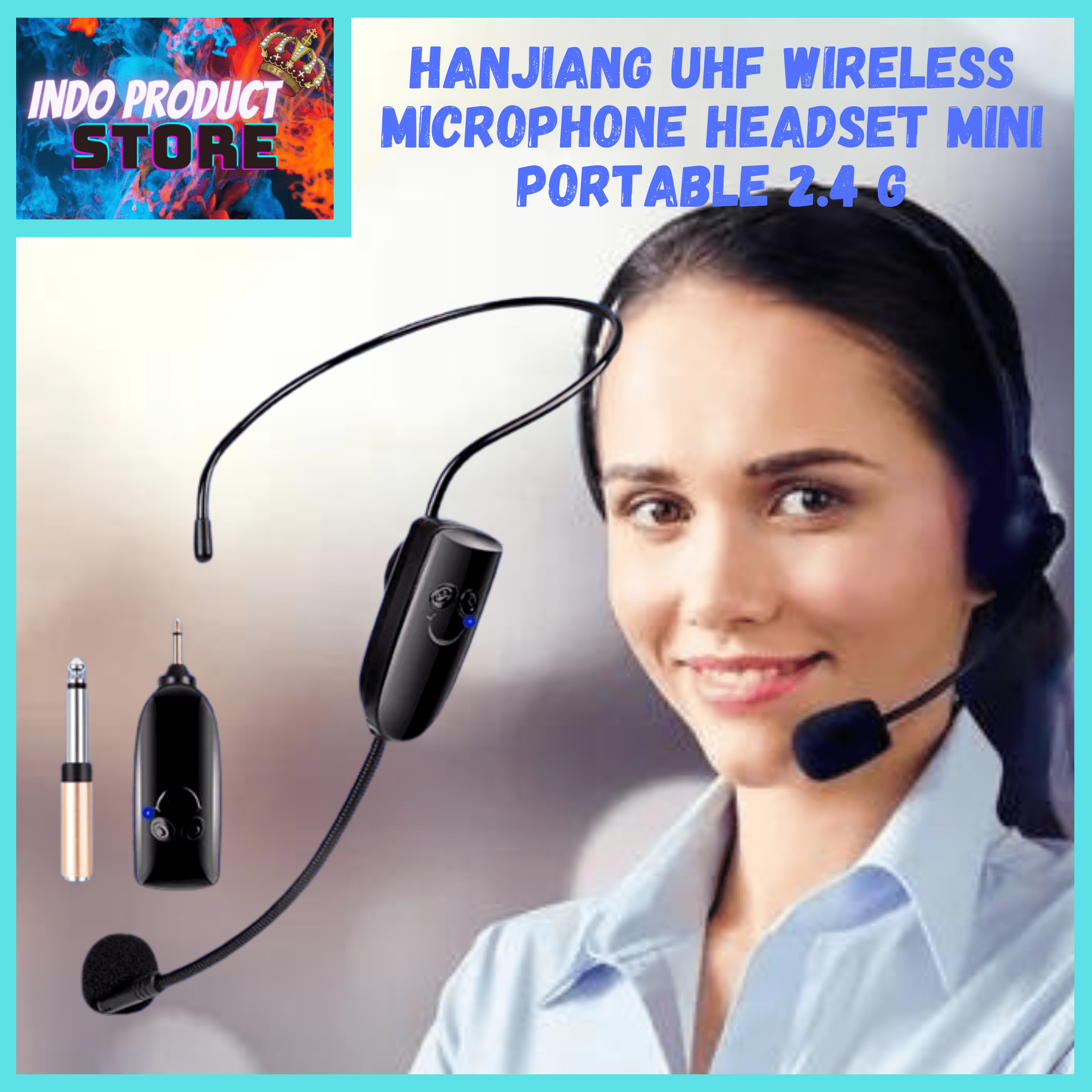 COD Hanjiang UHF Wireless Microphone Headset Mini Portable 2.4 G / mic mik imam masjid wireless ...