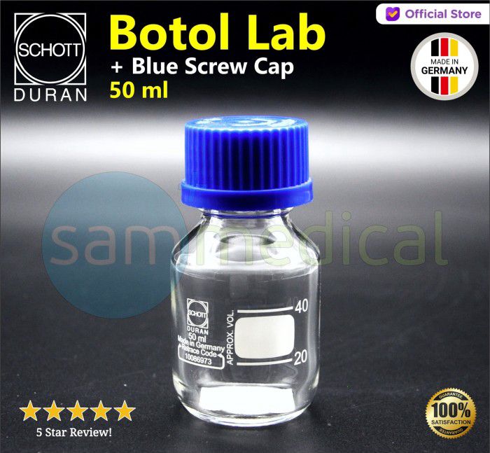 Schott Duran Botol Lab - Lab Bottle Screw cap Biru 50 ml | Lazada Indonesia