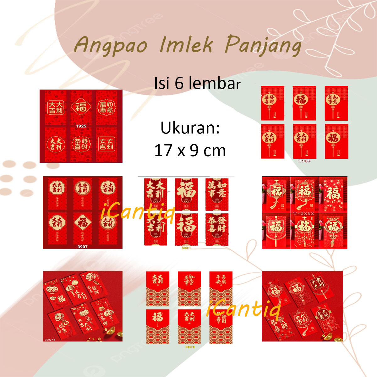 CQ Angpao Imlek Netral Panjang 1 Pack Isi 6 Lembar Bahan Tebal Embos Emas Angpao Panjang Angpau ...