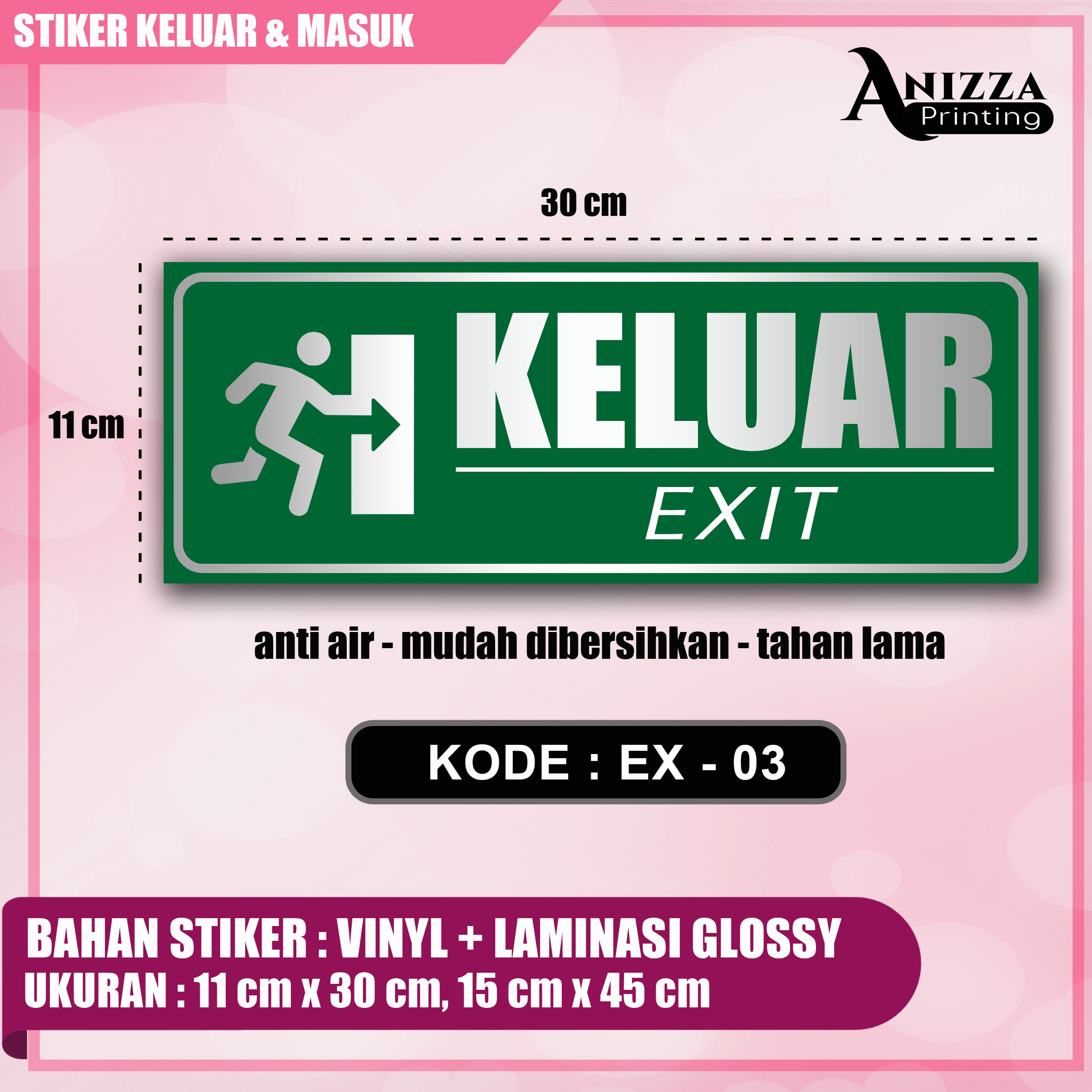 STIKER KELUAR MASUK ( LAMINASI GLOSSY ) | Lazada Indonesia