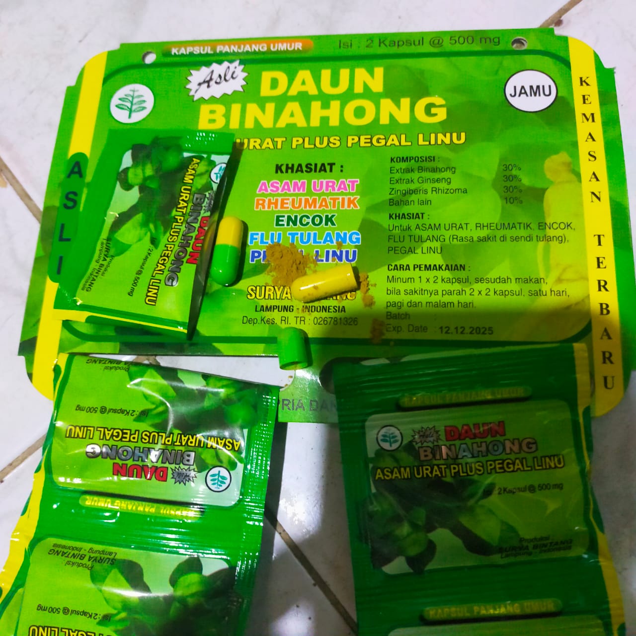 Osagi Obat Sakit Gigi Herbal Daun Binahong Kapsul Obat Asam Orat