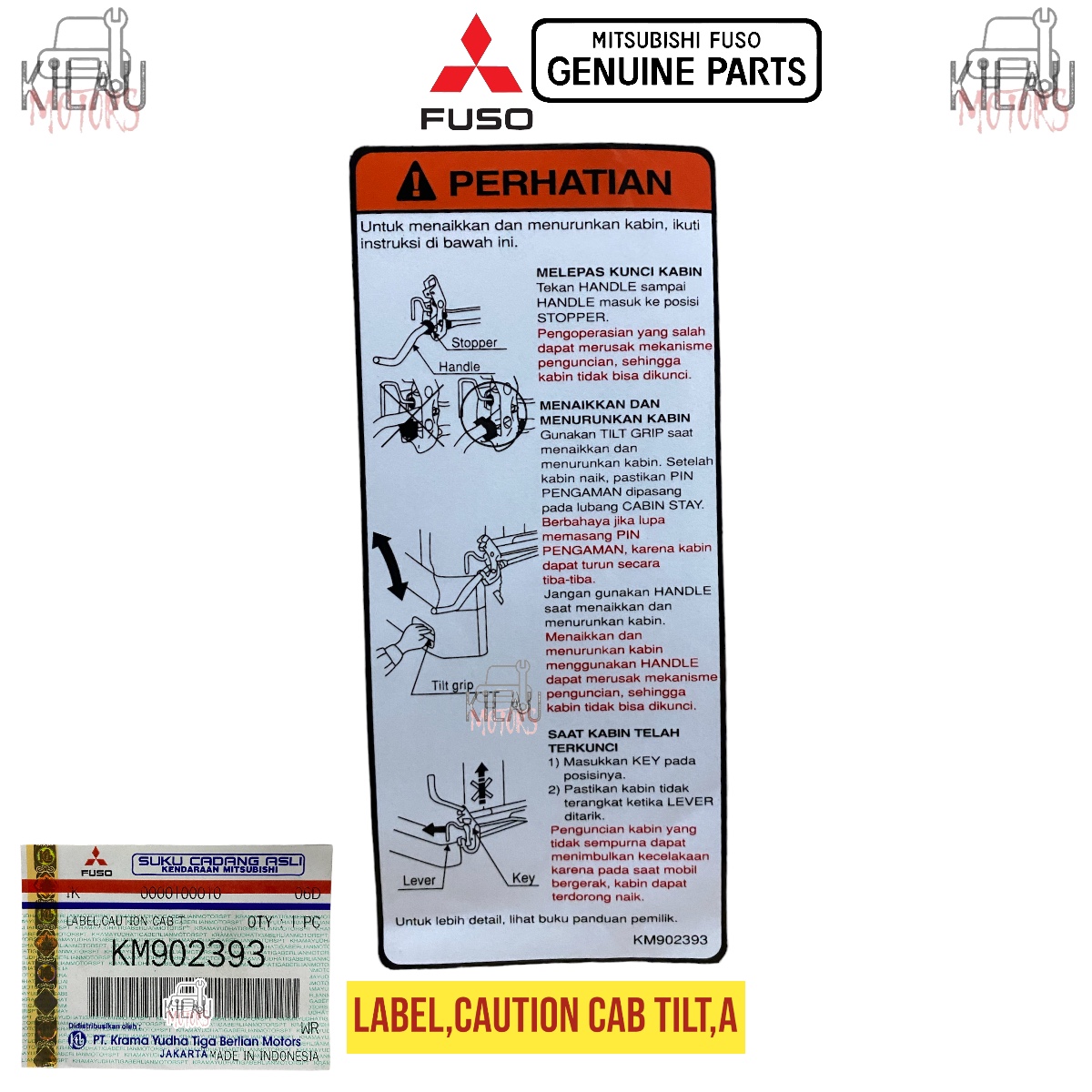 Sticker Jungkit Kabin Label Caution Cabin Stiker Mark Original ...