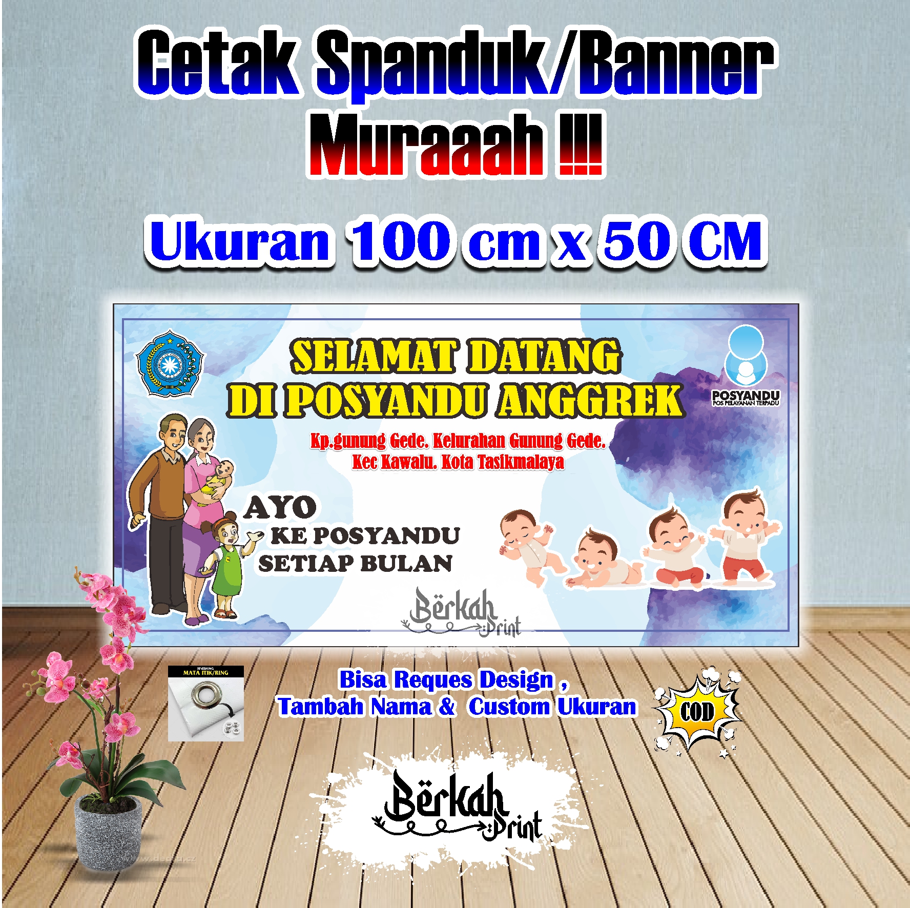 Spanduk Banner Ke Posyandu Ukuran 100 cm x 50 cm | Lazada Indonesia
