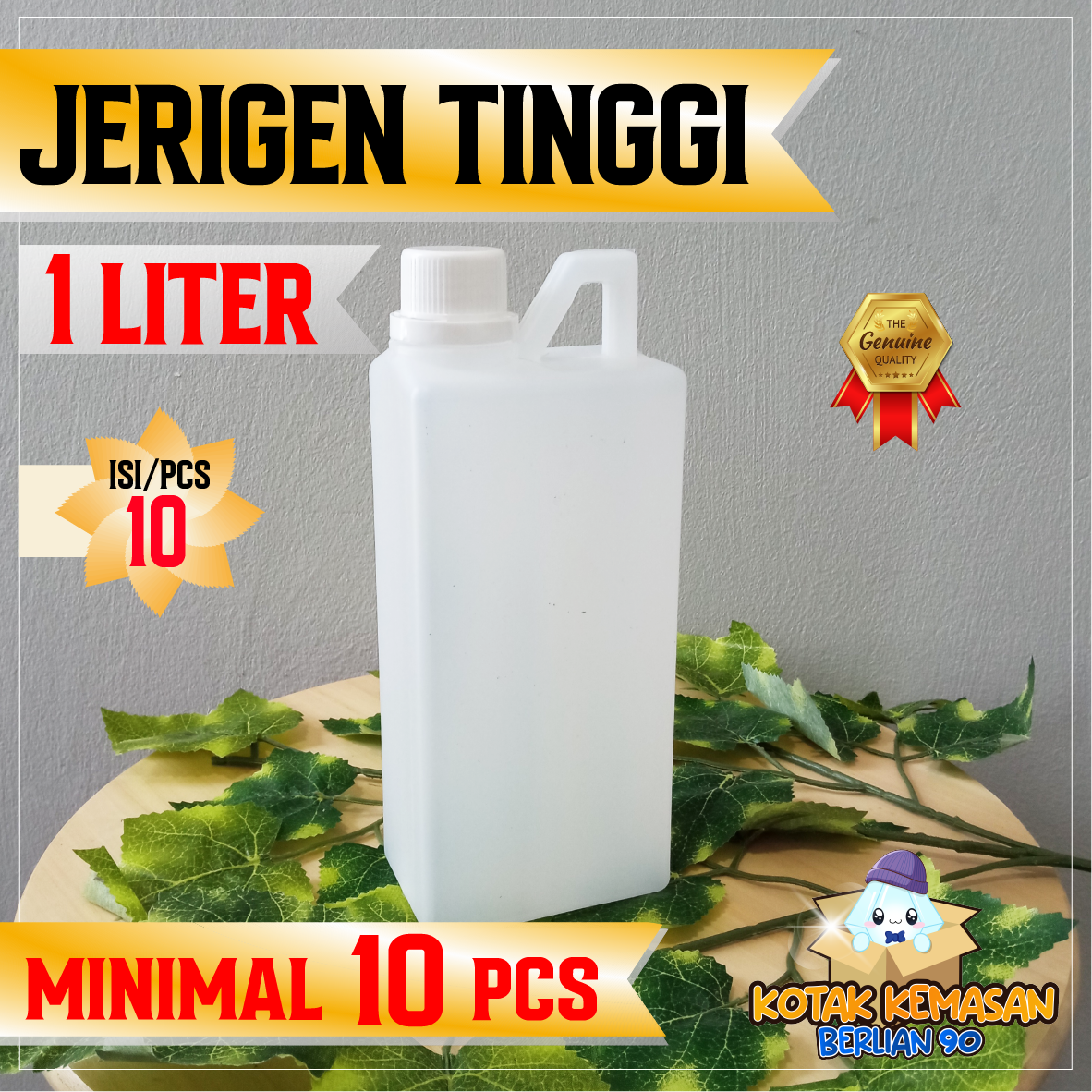Jerigen tinggi 1 liter eceran warna putih / jerigen air 1 liter isi 10 ...