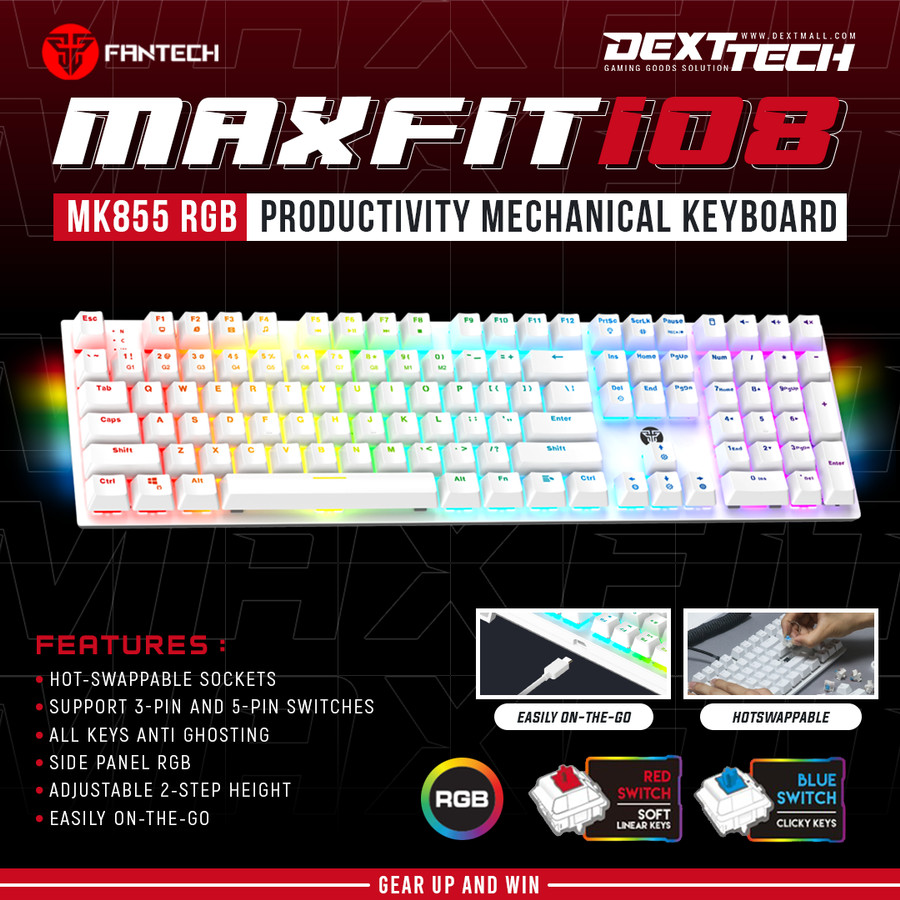 Fantech MAXFIT108 MK855 RGB Hotswap Mechanical Gaming Keyboard | Lazada Indonesia