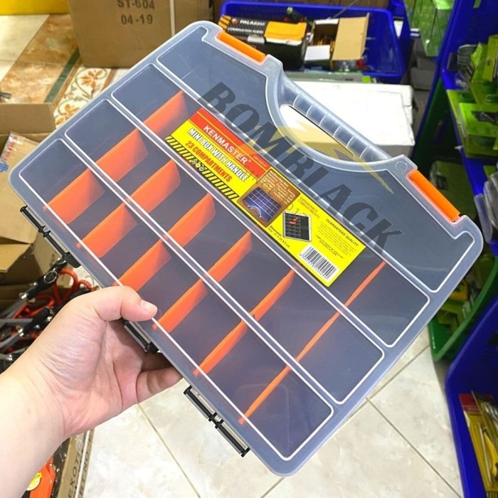 KENMASTER Mini Toolbox Sekat 23 Plastik Tempat Komponen Kotak Mur Baut ...