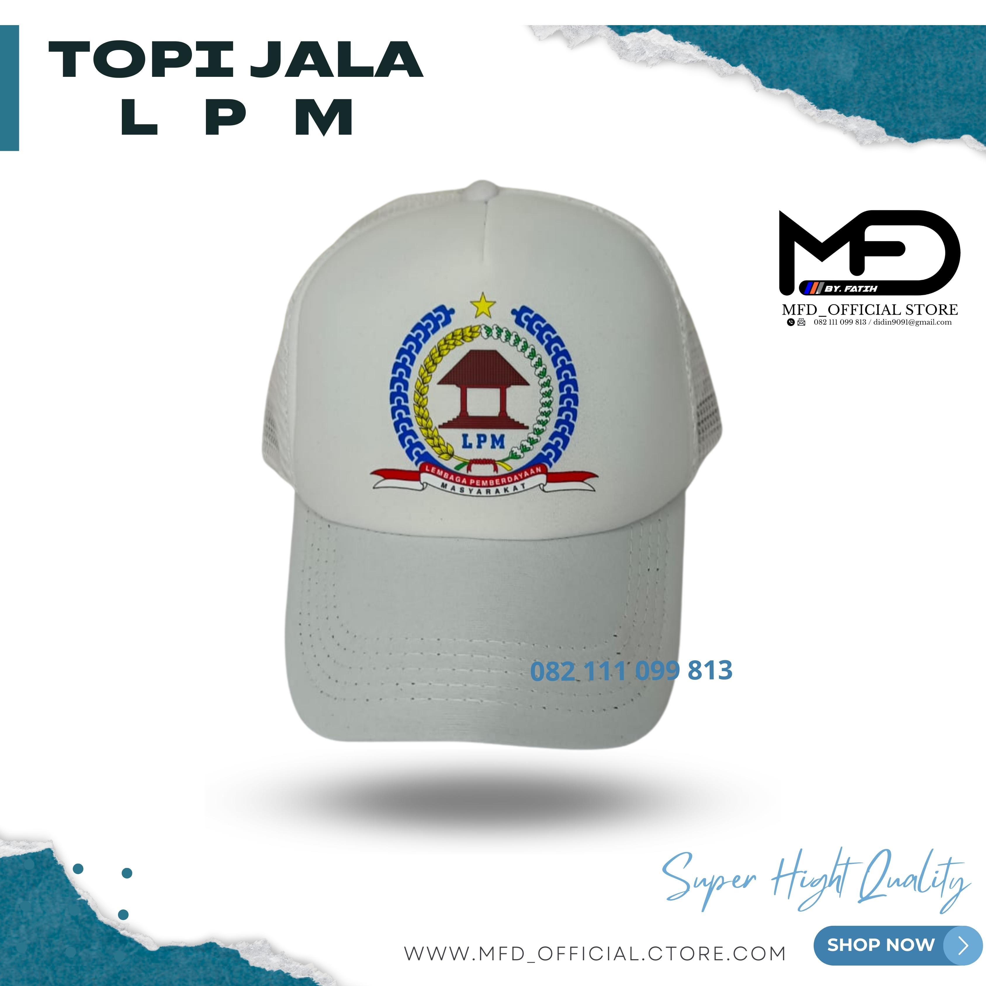 MFD Topi LPM terbaru Warna Putih dan hitam jenis Topi Jala Keren Topi ...