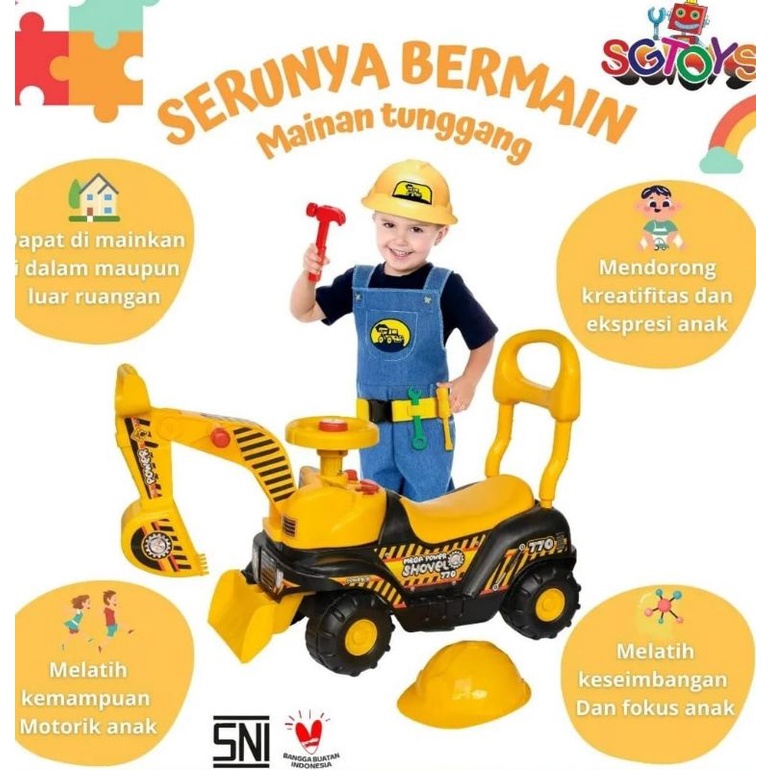 mainan mobil dorong anak SHP MPS 770 mobil beko excavator / mobil duduk ...