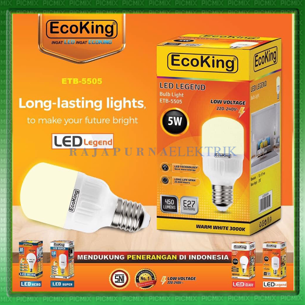 Lampu LED EcoKing KUNING WARM WHITE JUMBO 5W 10W 15W 20W 30W 40W 50W ...