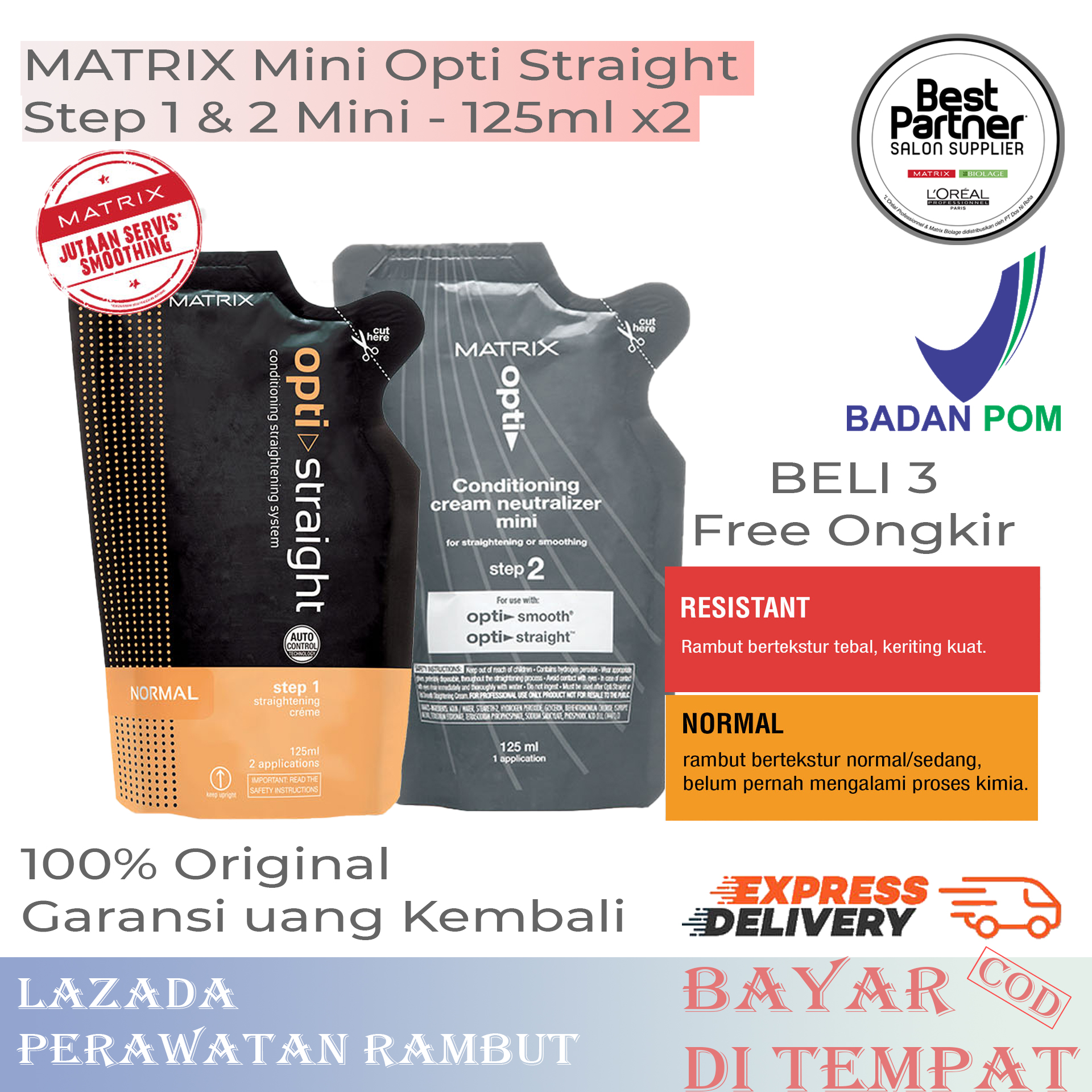 Matrix Opti Straight Normal (1Paket)/ matrix / obat semoting rambut ...