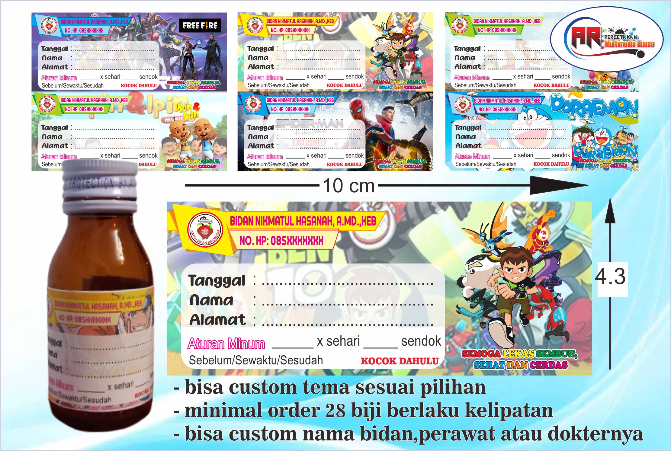 100 LEMBAR Label obat syrup / label obat sirup / stiker obat / stiker ...