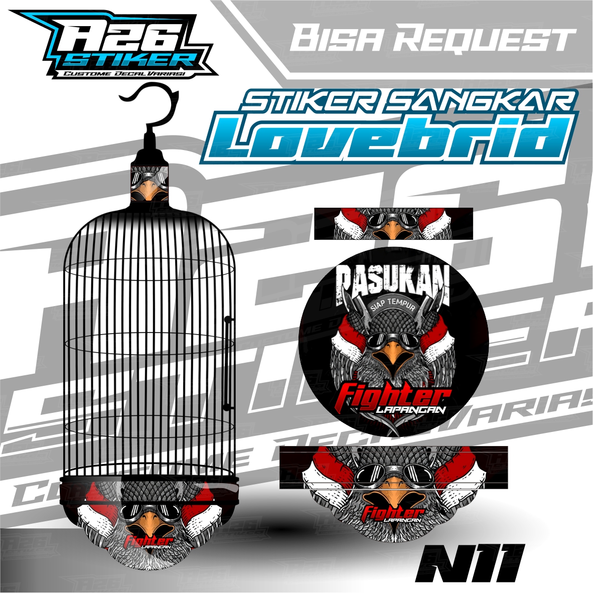 Stiker Decal sangkar Burung Lovebird Decal Tebok Love Bird Kandang ...