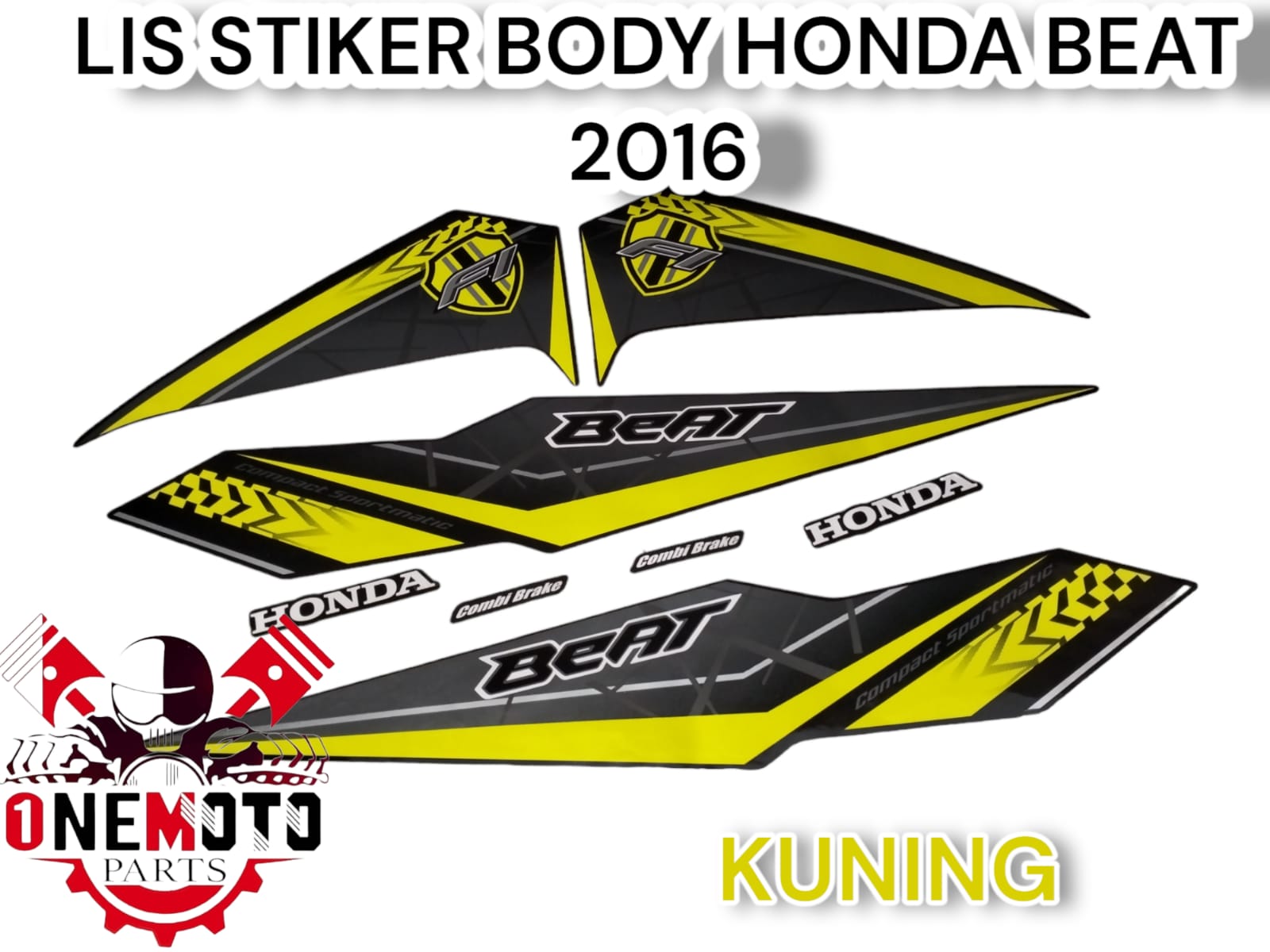 LIS BODY STIKER STRIPING HONDA BEAT TAHUN 2016 KUNING HITAM BIRU MERAH ...
