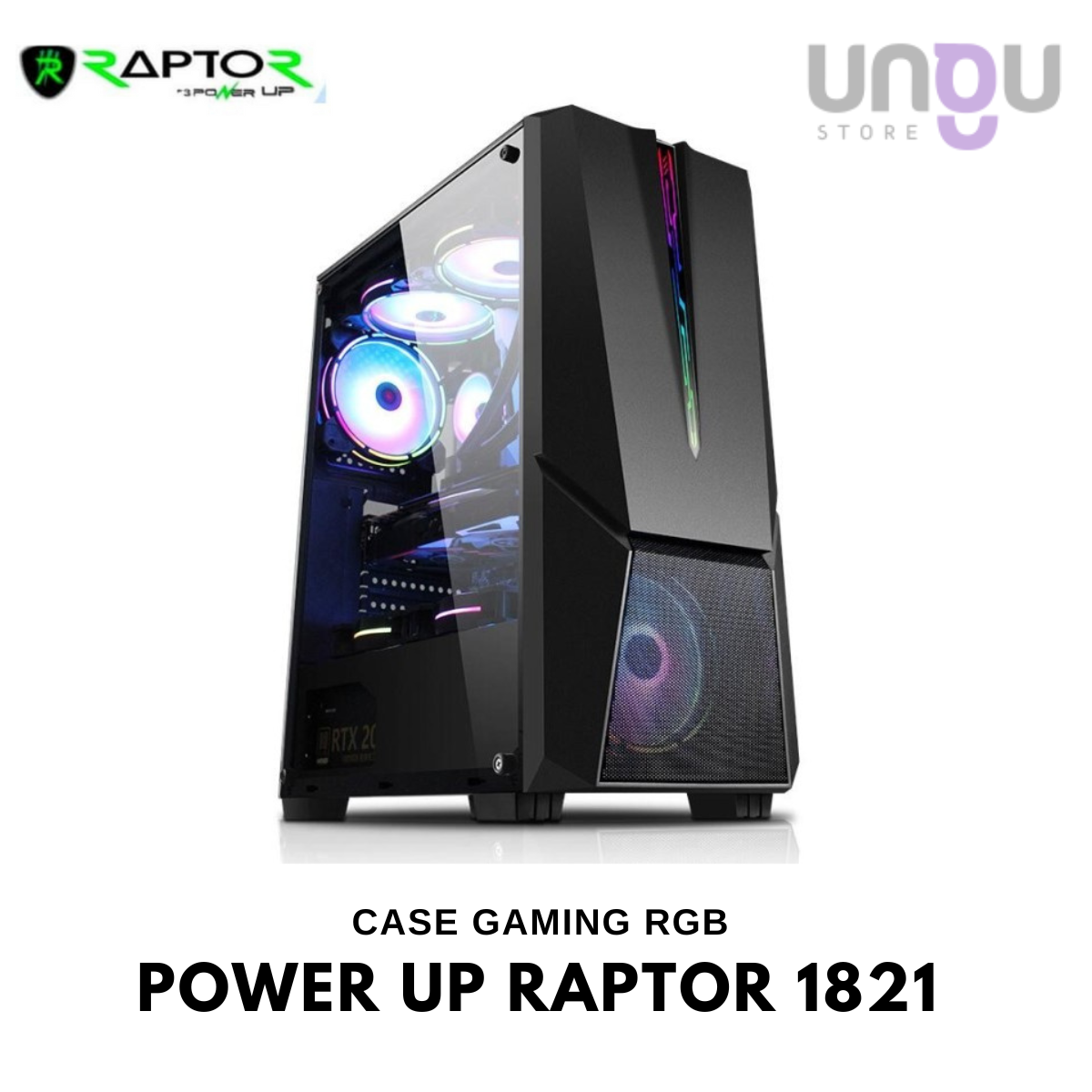 Casing Gaming Power UP Raptor 1821 LED Strip RGB Case Raptor 1821 RGB ...