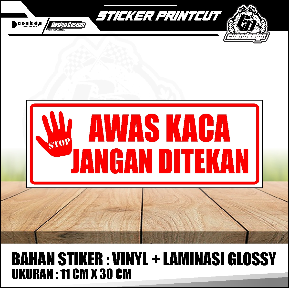 STIKER AWAS KACA + LAMINASI GLOSSY | Lazada Indonesia