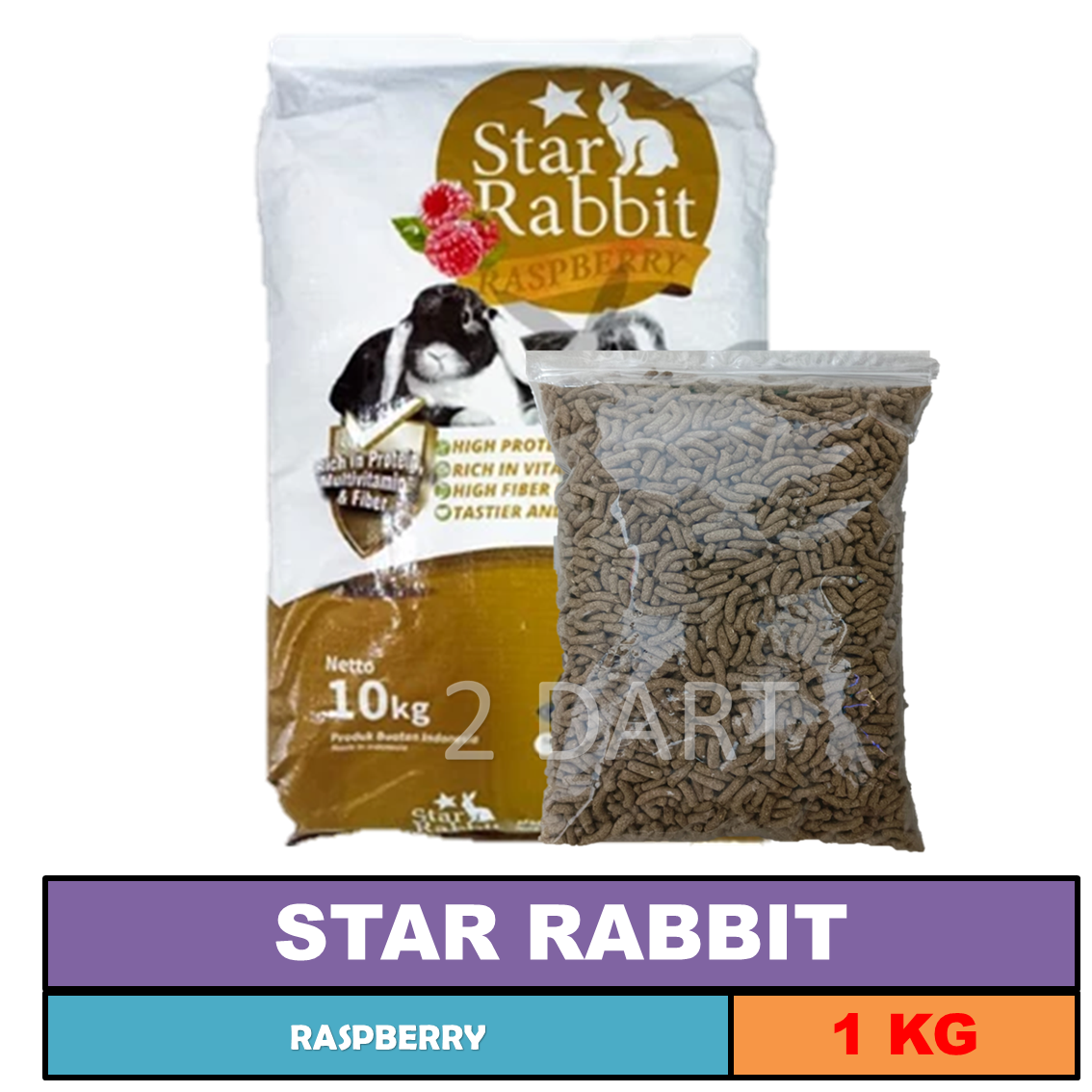 Pakan Kelinci STAR RABBIT RASA Raspberry kemasan Repack 1 kg | Lazada ...