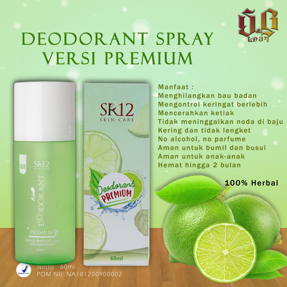 SR12 deodorant Spray 60ml atau deodoran 100% herbal | Lazada Indonesia