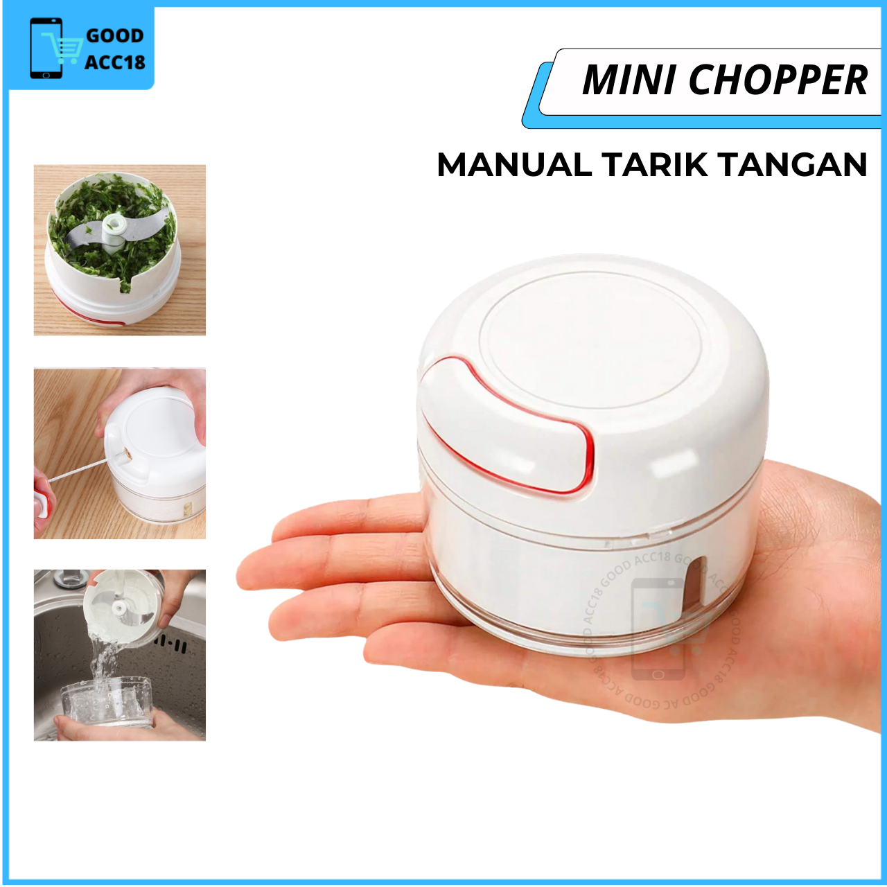 Mini Chopper Manual Tarik Tangan Blender Kecil Tarik Tangan Multifungsi ...