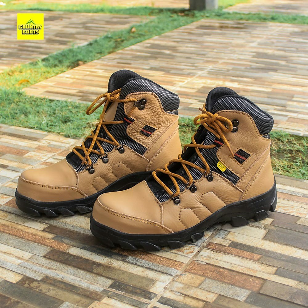 Sepatu Safety Pria Kulit Asli Country Boots Mawe Tan Original Sepatu ...