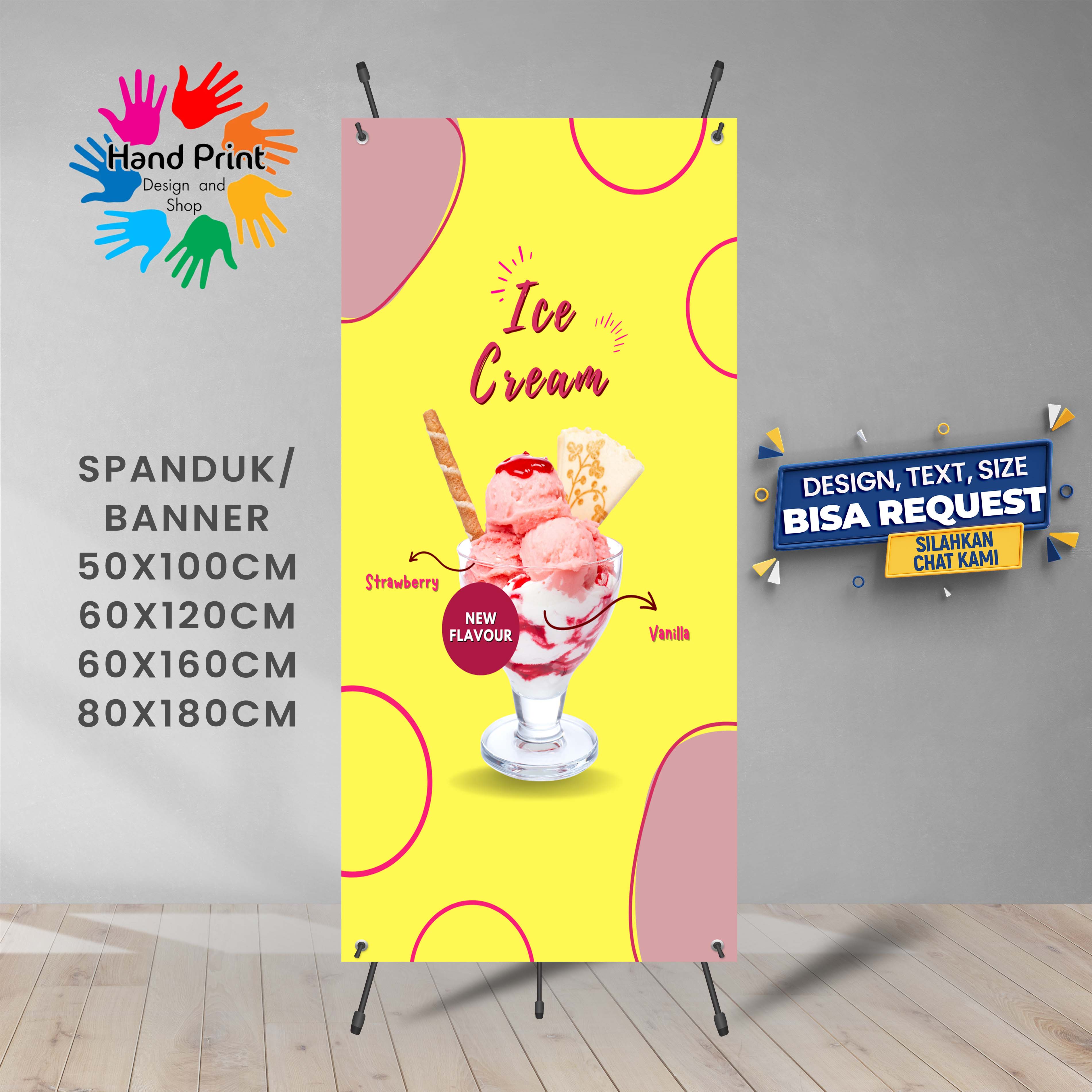 SPANDUK BANNER Es Krim Ice Cream Warna Kuning 60x160 CM | Lazada Indonesia