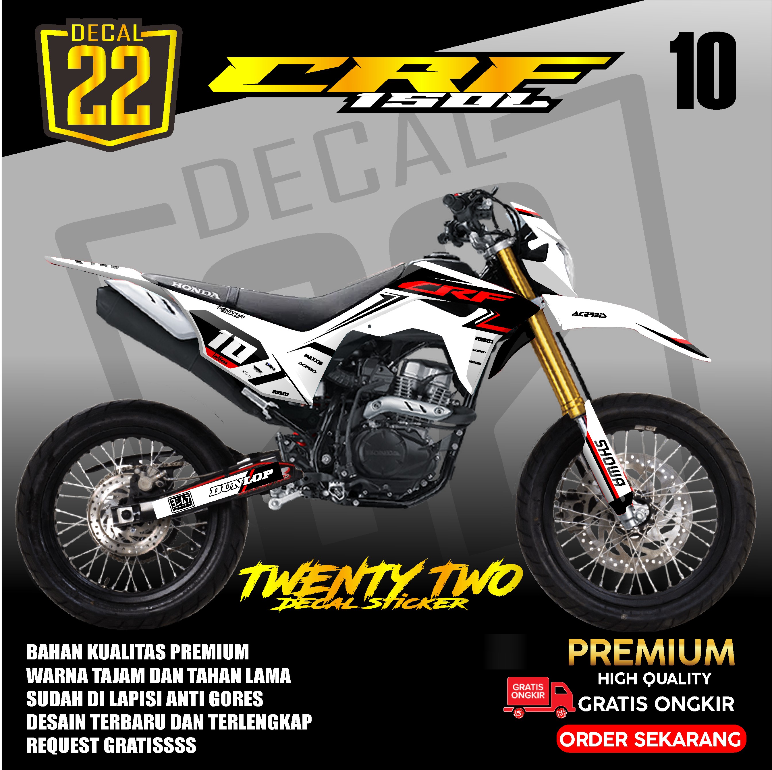Decal CRF 150 L Full Body stiker / sticker dekal CRF 150 L desain kode ...