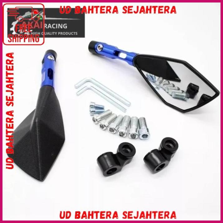Spion Tomok V2 & V5 Akai Racing Kaca Putih Dan Biru Universal Terbaik ...