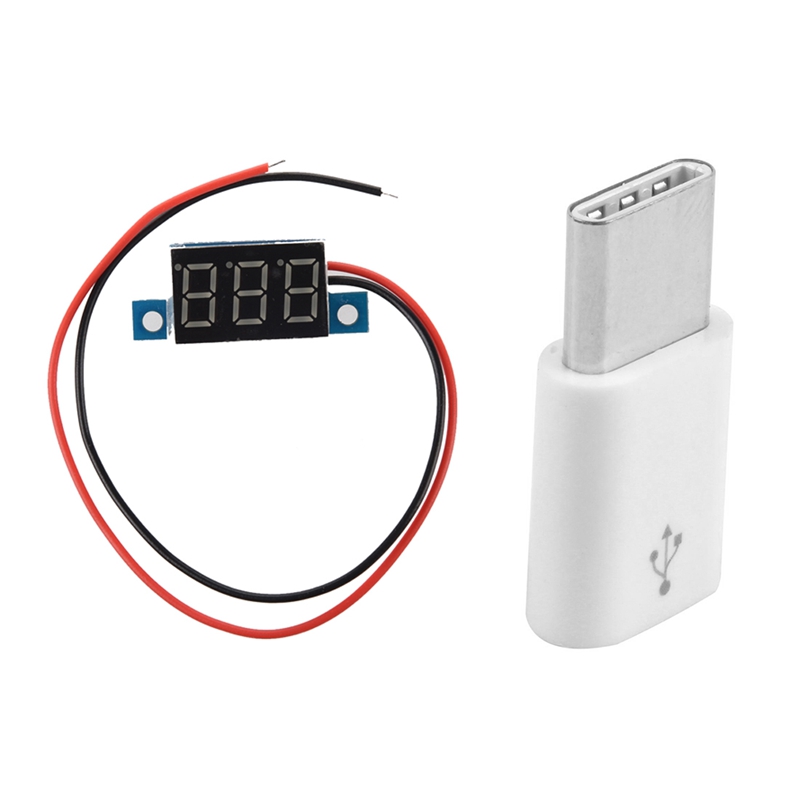 Digital Voltmeter LED Voltage Display Panel Meter & USB Type C 3.1 Male ...