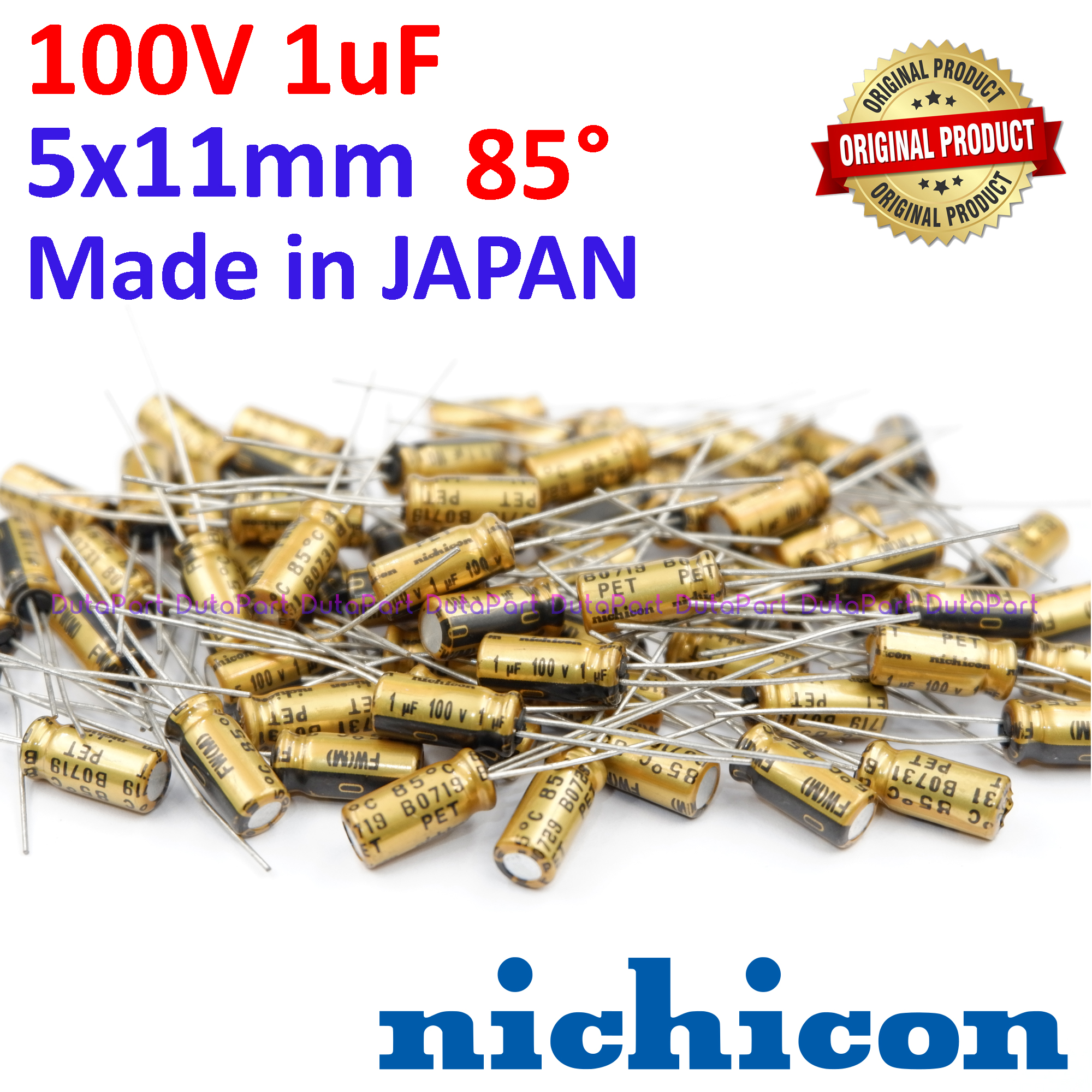 20 PCS 100V 1uF ORIGINAL NICHICON GOLD JAPAN Kapasitor Capasitor Elko ...
