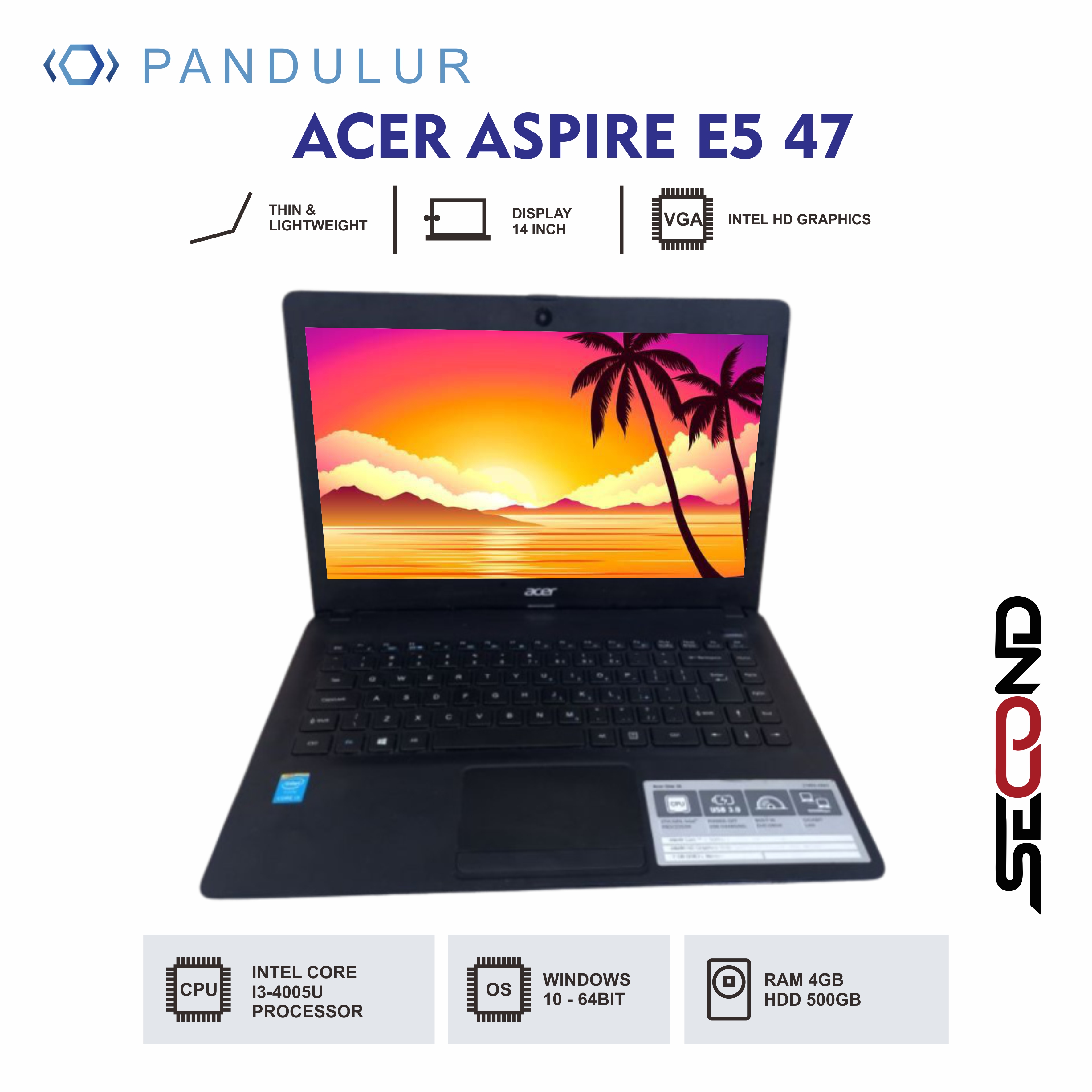 Laptop ACER Aspire E5 47 ALL SERIES Second Core i3 RAM 4GB | Lazada ...