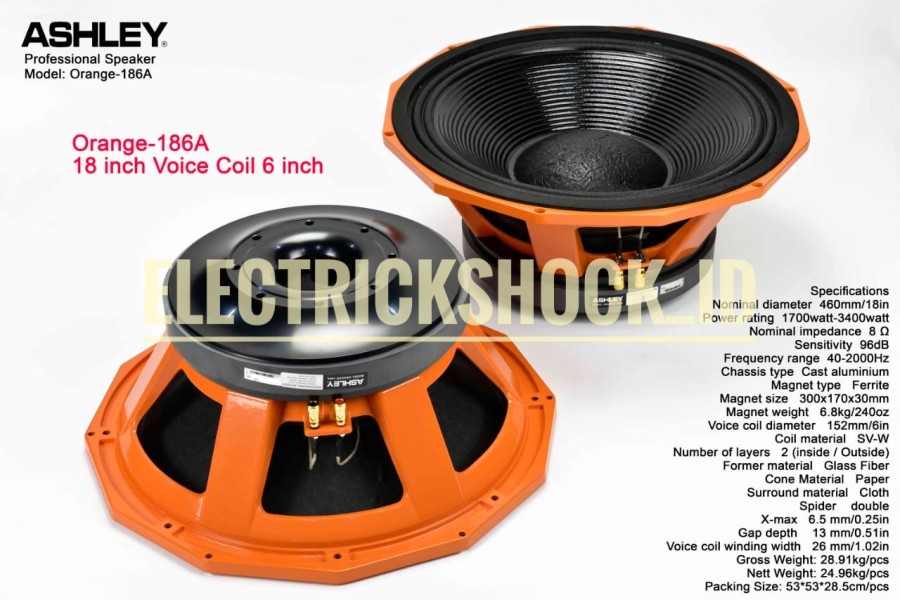 Speaker Komponen ASHLEY ORANGE 186A / ASHLEY ORANGE 186 A Original ...