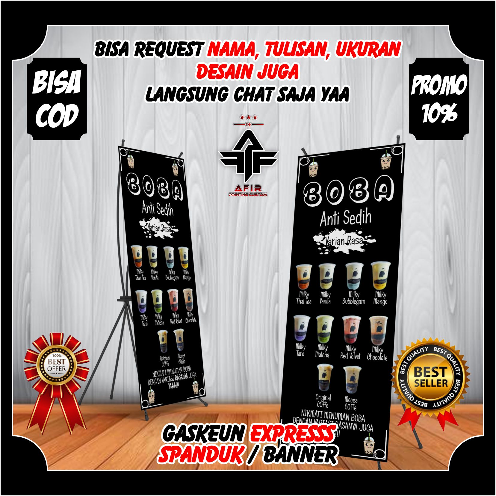 Spanduk / Banner Boba Drink Kekinian Viral Anti Galau spanduk banner ...