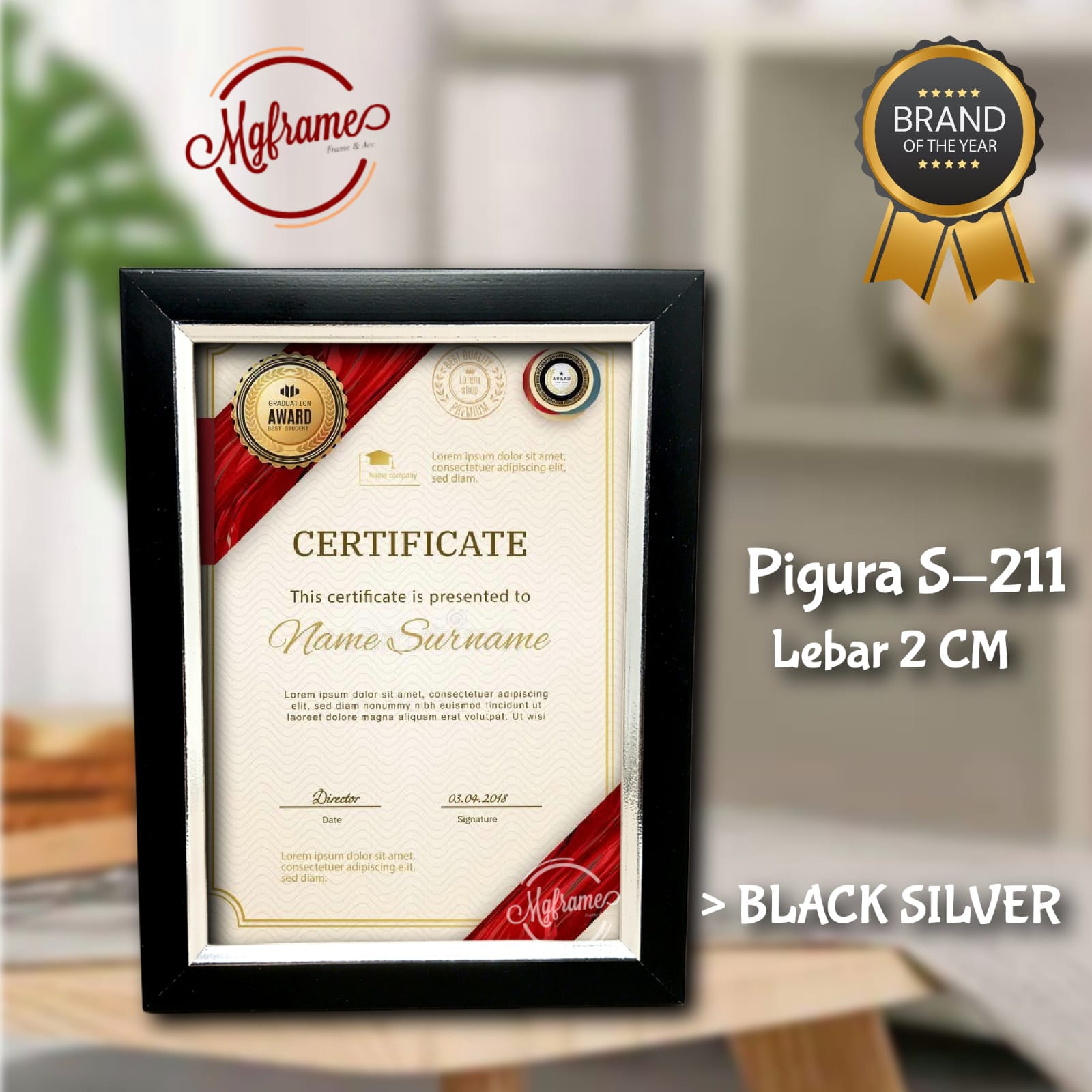 PIGURA FRAME BINGKAI FOTO MINIMALIS 2cm S21 10RS 10R PIAGAM SERTIFIKAT ...