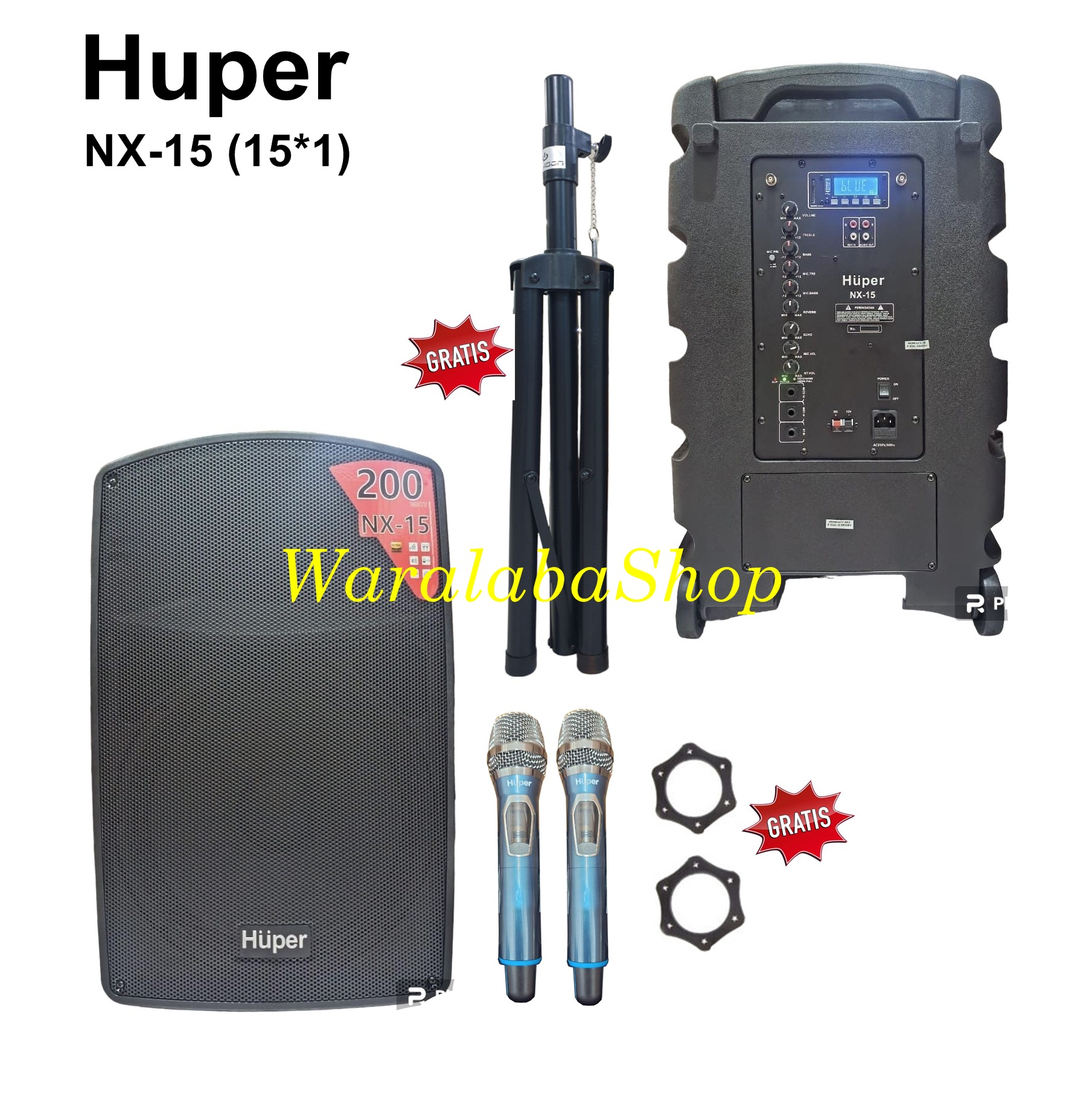 Speaker Huper NX-15 - Portable Huper 15 Inch Include 2 Mic Gagang ...