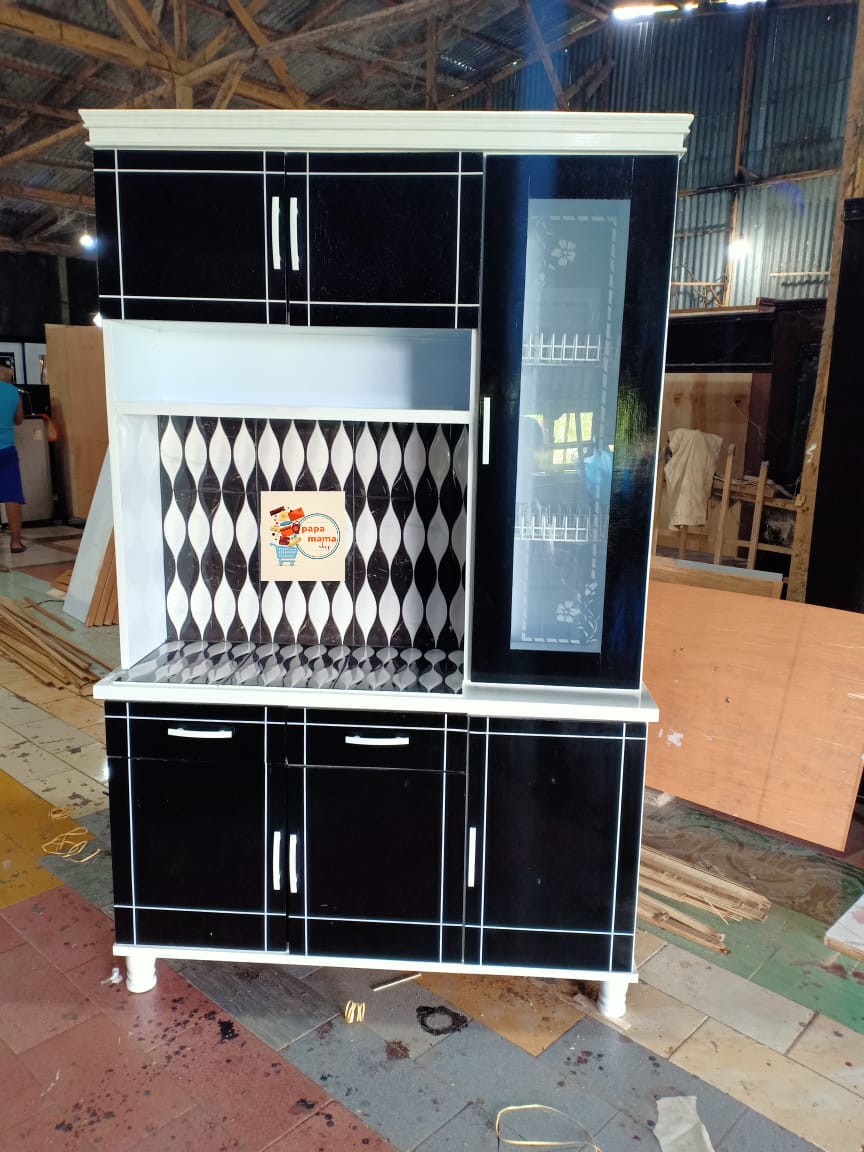 Lemari Dapur Tempah 120cm - Lemari Sayur 3 Pintu Kayu HPL - Kitchen Set ...