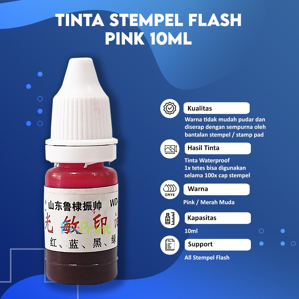 Tinta Stempel Flash Pink 10ml, Refill Stamp Ink Waterproof Pink 10 ml ...