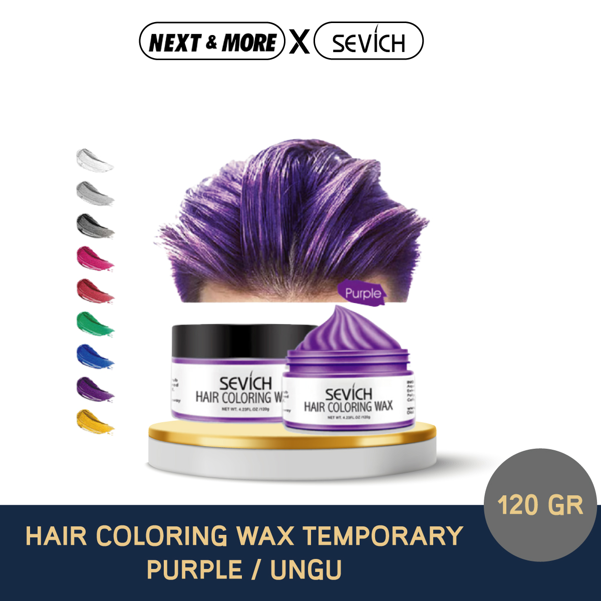 Hair Styling Gel Pomade Wax Rambut Pria Clay Sevich Temporary Purple ...