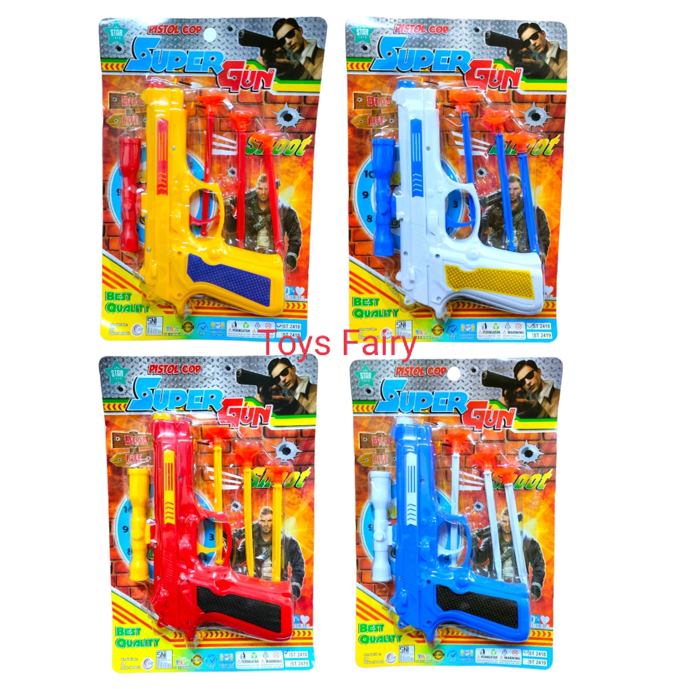 Mainan Anak Pistoll Cop Super Gunn Dart Per luru ST2418 | Lazada Indonesia