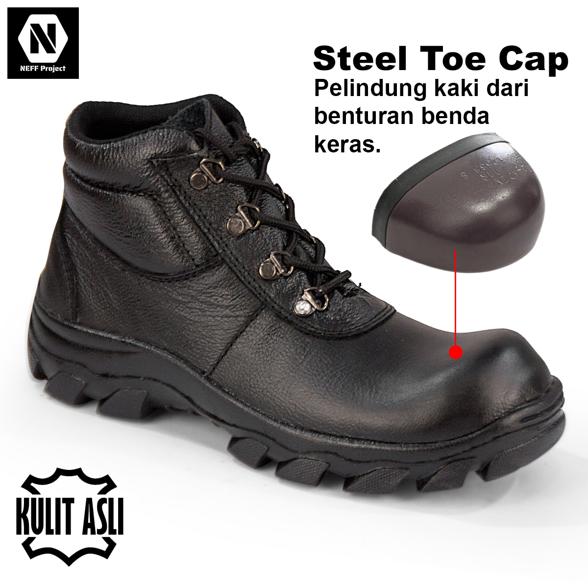 NEFF / Sepatu safety boot kulit asli / Pelindung besi ujung kaki ...