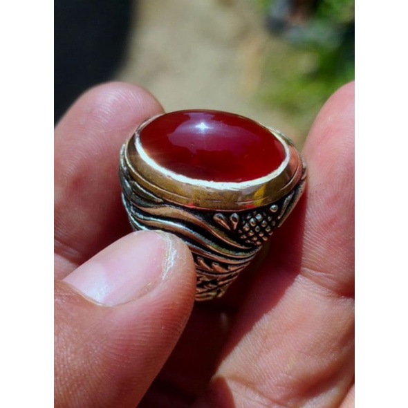 Cincin Batu Akik RED BROWN CHALSEDONY Asli batu alam bukn sintetis dyed ...