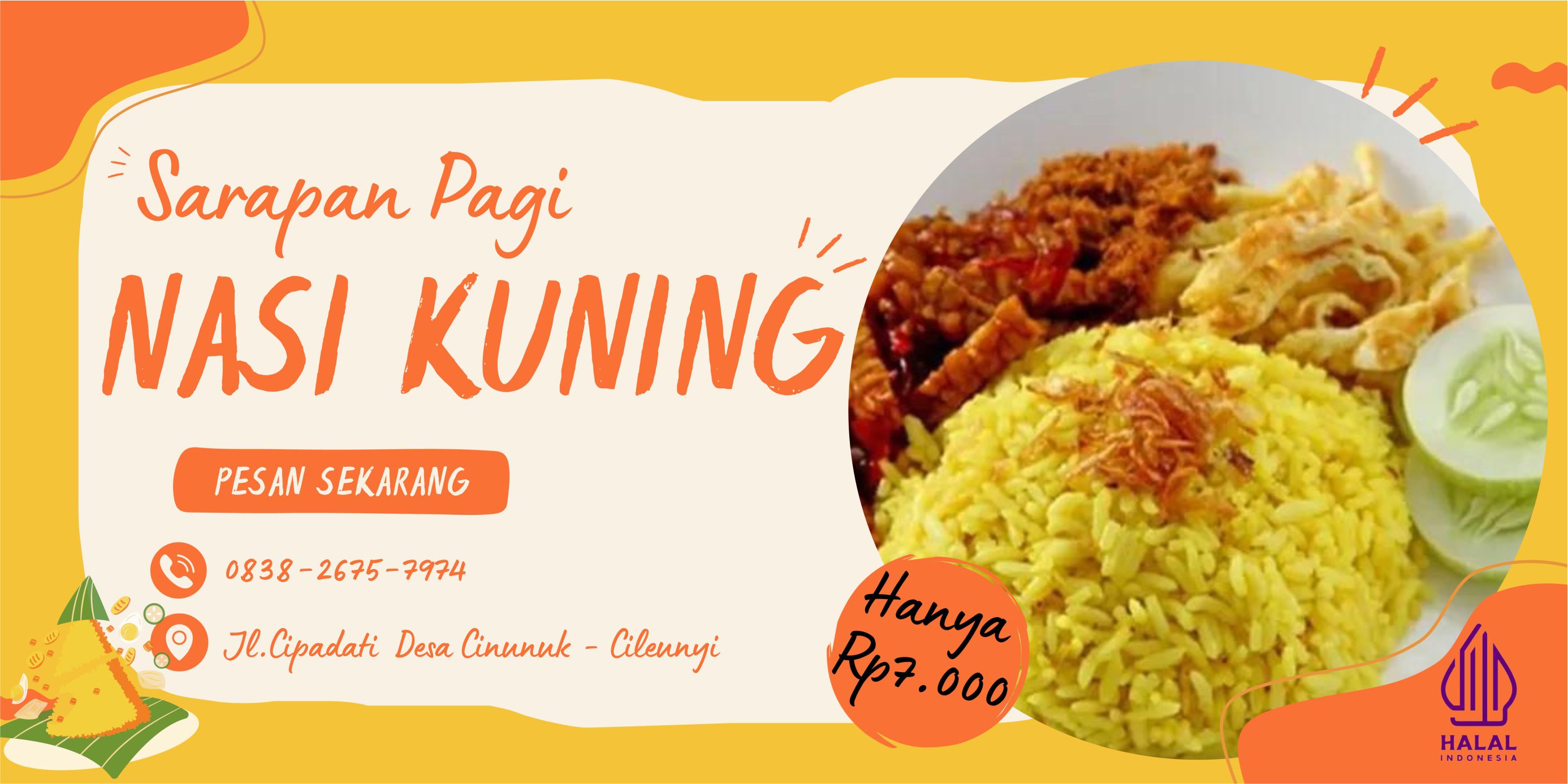 Spanduk banner nasi kuning ukuran 120 cm x 60 cm | Lazada Indonesia