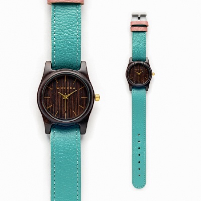 Woodka Mini Loca Sonokeling & Multicolor Leather Strap | jam tangan ...