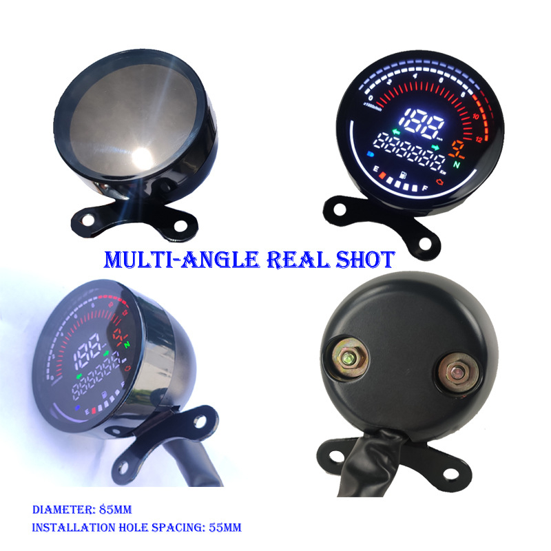 Speedometer digital bulat universal motor custom bobber scrambler ...