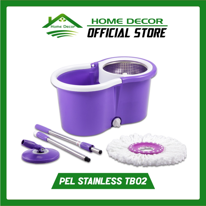 Spin Mop Alat Pel Putar Otomatis Stainless Steel dan Plastik Lantai ...