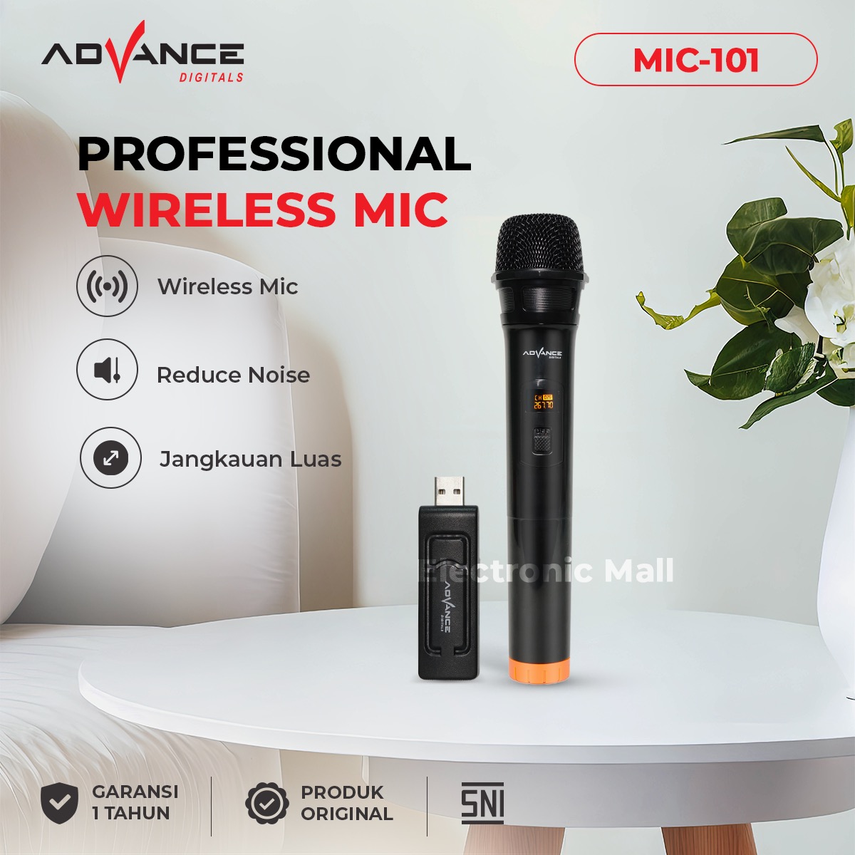 ADVANCE - Mic Wireless Microphone Bluetooth Digital Recharge Baterai ...