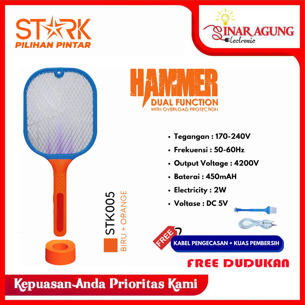 STARK RAKET NYAMUK ELEKTRIK 100% ORI STK007UNGU | Lazada Indonesia